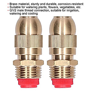 Water Spray Head, Brass Adjustable 2Pcs Lawn Sprayer Nozzle for Gardens for Greenhouses