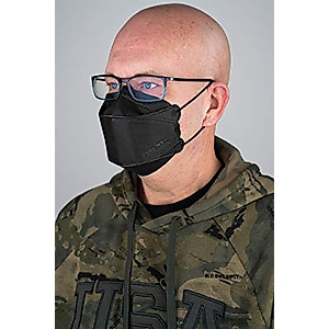 PURE-MSK Trifold Disposable Mask - Made in the USA - Light Weight Easy Breathing Material - Adult Size - 10 Pack - Black