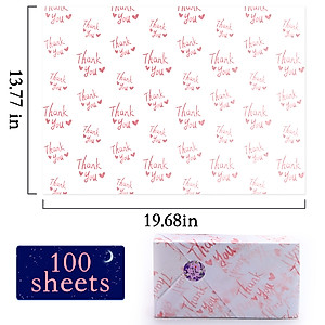 MR FIVE 100 Sheets White with Pink Thank You Tissue Paper Bulk,20" x 14",Pink Thank You Tissue Paper for Packaging,Gift Bags,Pink Tissue for Small Business