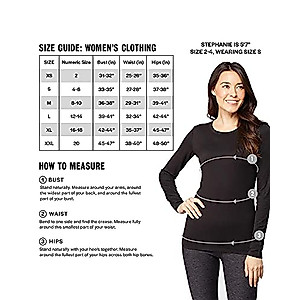 32 DEGREES Heat Womens Ultra Soft Thermal Lightweight Baselayer Crew Neck Long Sleeve Top, Black, Large