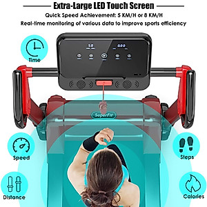 SPORFIT Motorized Treadmills 2.25 HP Electric Running Machine Folding Exercise Incline Fitness Indoor with LCD Monitor for Home & Office & Gym