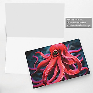 BUULOO Red Octopus Thank You Cards Greeting Cards With Envelopes For Wedding Birthday Party Graduation