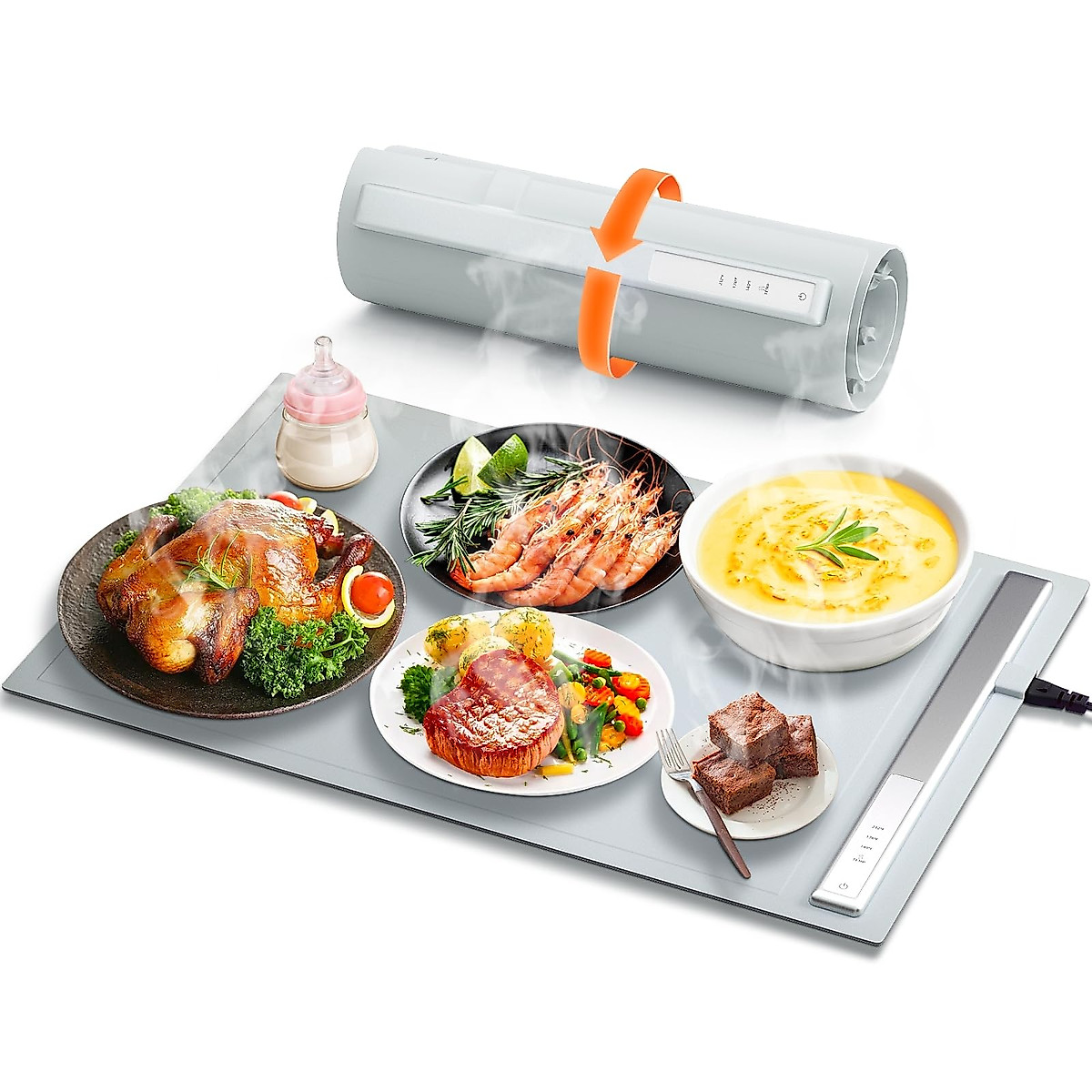 Electric Warming Tray for Party - Food Warmers with Adjustable Temperature, Foldable Food Warming Tray for Features 3 Modes & Fast Heating, Hot Plate for Pizza, Buffet, Family Gatherings