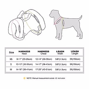 Didog Cute Small Dog Harness and Leash Set, Winter Warm Dog Harness with Bow Tie, Adjustable Soft Padded Puppy Vest with Removable Plush Collar for XS Small and Medium Sized Dogs (Pink, M)