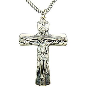 Westman Works Trinity Vatican Crucifix 2 Inch Catholic Cross on Stainless Steel Chain