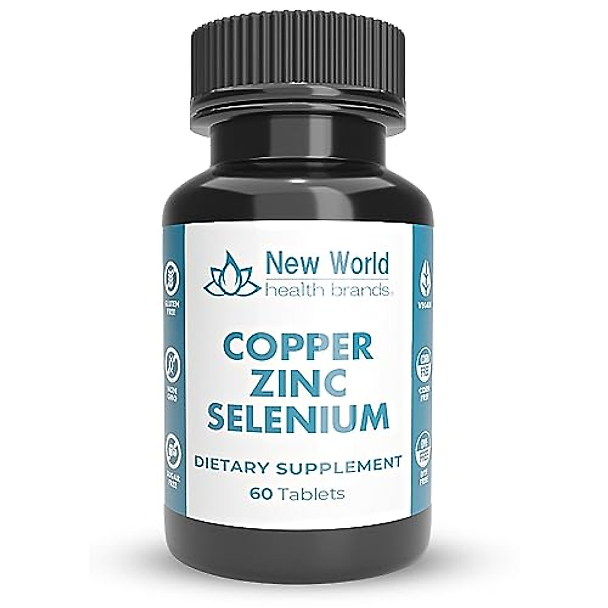 Copper 5mg Zinc 40mg Selenium 200mcg 3 in 1 Formula High Absorption - 60 Tablets | New World Health Brands