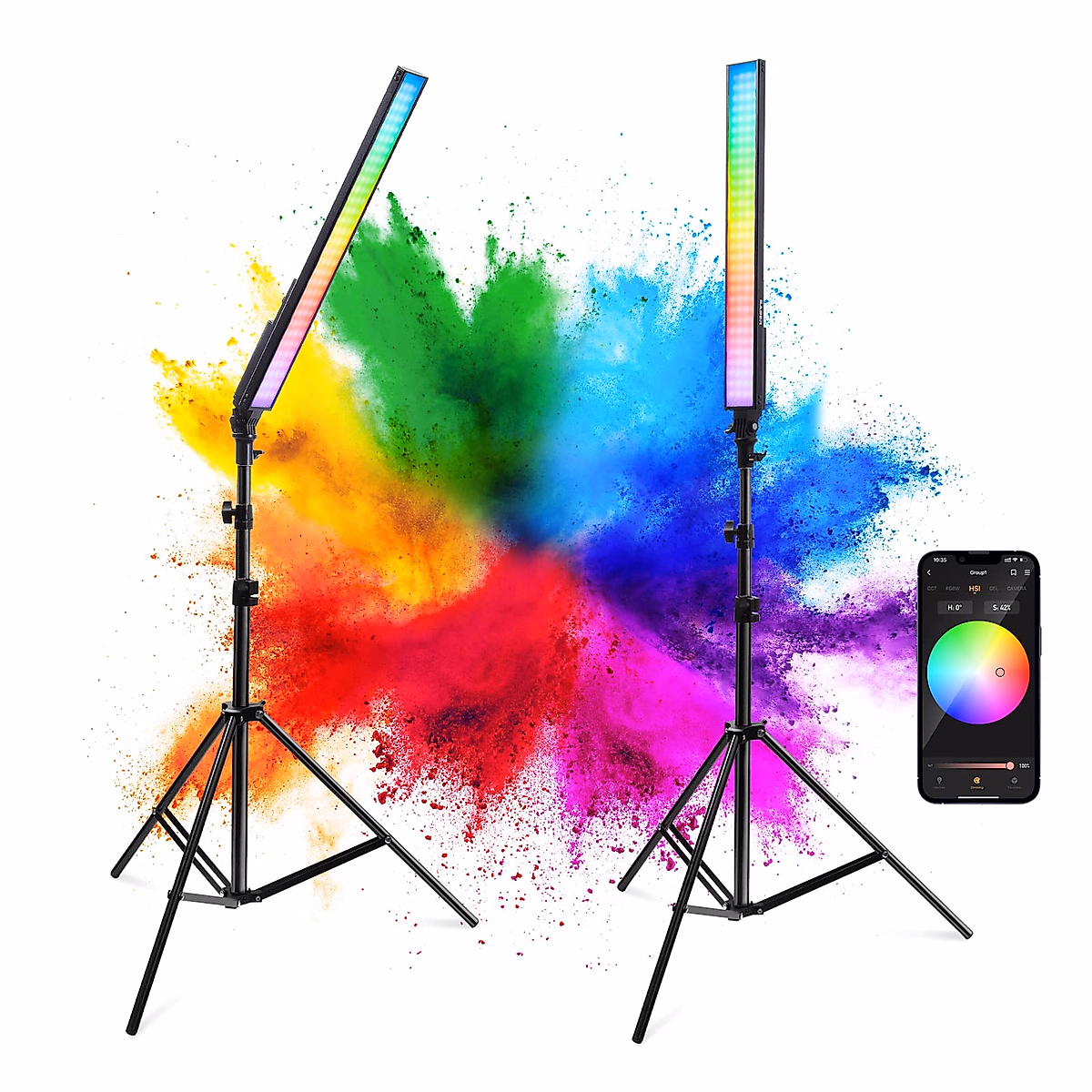 LED Tube Lights with 2500-8500K for Video|Light Wand from Pixel| Led Light Stick with Tripods| Light Wand Photography 2 Packs|RGB Tube Light with Carrying Bag|Photo Led Light Bar Controlled by APP