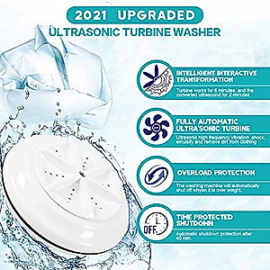 Portable Ultrasonic Turbine Washing Machine,Mini Compact Turbo Washer, Turbine Sterilizes Washer with USB Power for Home, Travel, Business Trip Apartment, Dorm