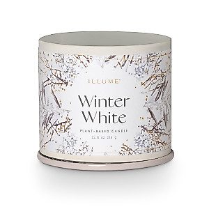 ILLUME Noble Holiday Collection Winter White Small Luxe Box Sanded Mercury Glass Candle, 9 oz