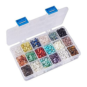 TBGFPO 18 Color Chips Beads Irregular Shaped Beads Tumbled Gemstone Chips Crystal Crushed Bead DIY Making Supplies Kits
