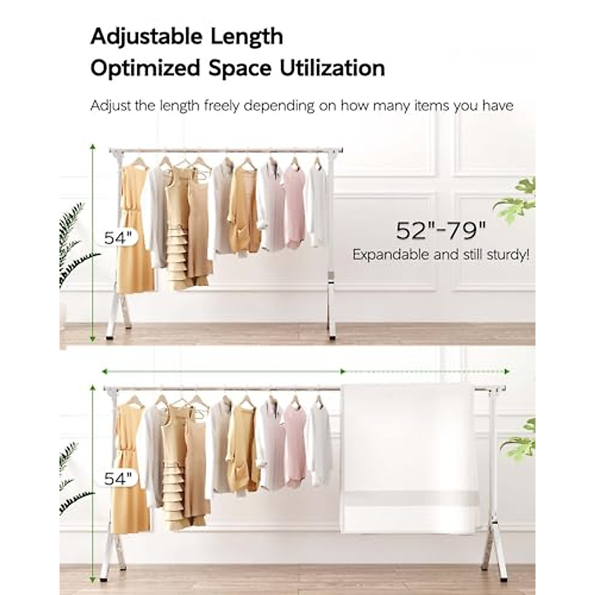 Vikaqi Clothes Drying Rack 79 Inches Folding Indoor, Drying Rack Clothing Collapsible, Foldable Laundry Drying Rack, Clothes Rack Drying, Retractable RV Clothesline, 20 Hooks 12 Clips