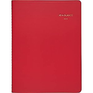 AT-A-GLANCE 2023 Weekly Planner, Quarter-Hourly Appointment Book, 8-1/4" x 11", Large, Fashion Color, Red (7094013)