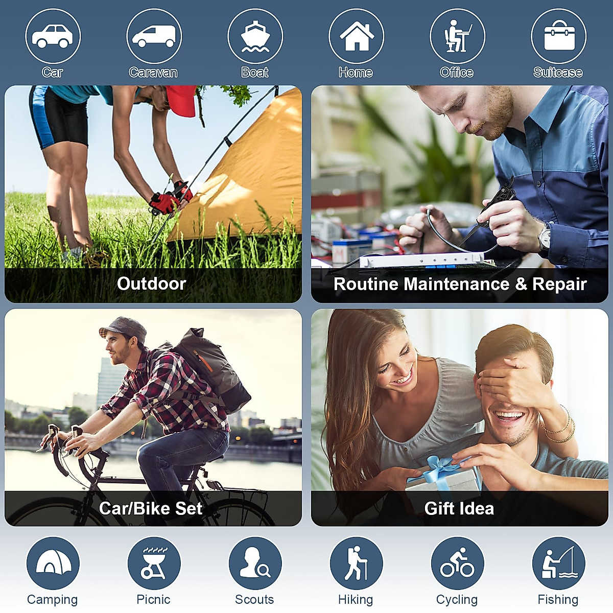 Bovgero Multitool Knife, 16 in 1 Pocket Knife, Handmade Multi Tool Knife, Gift for Men boyfriend dad him husband, Black