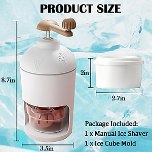 Manual Shaved Ice Shaver and Snow Cone Machines Portable Ice Crusher Table-Top Ice Maker with Free Ice Cube Tray, BPA Free