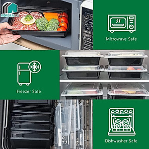 MORDEN MS Meal Prep Container With Lids, 50 PACK Reusable Food Storage Container Plastic Bento Lunch Boxes Travel To-Go Food Containers, Single Compartment Portion Control,33oz