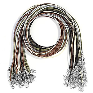 Necklace Cord, Paxcoo 50Pcs Necklace String Rope with Clasp, 24 Inch Waxed Cotton Cord Necklace Bulk for Charms Pendants, Bracelets, Necklaces, Jewelry Making Supplies and Beading Supplies