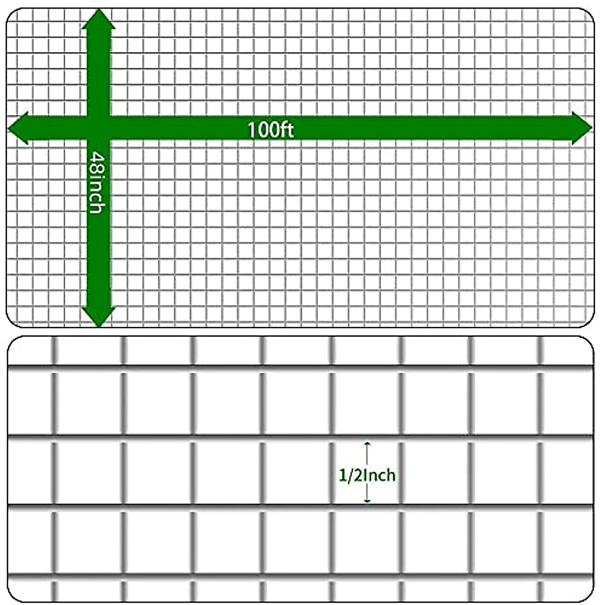 AMAGABELI GARDEN & HOME Hardware Cloth 1/2 Inch 48inx100ft 19 Gauge Vinyl Coated Square Chicken Wire Fence Mesh Roll Raised Garden Bed Plant Supports Poultry Netting Cage Snake Fence BG483