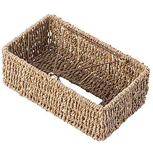 Vintiquewise Natural Woven Seagrass Wicker Rectangular Tissue Box Cover Holder