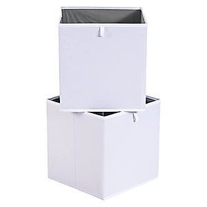 Amazon Basics Cube Organizer Bins, Collapsible Storage Baskets for Shelves, White, Pack of 6, 13x15x13"