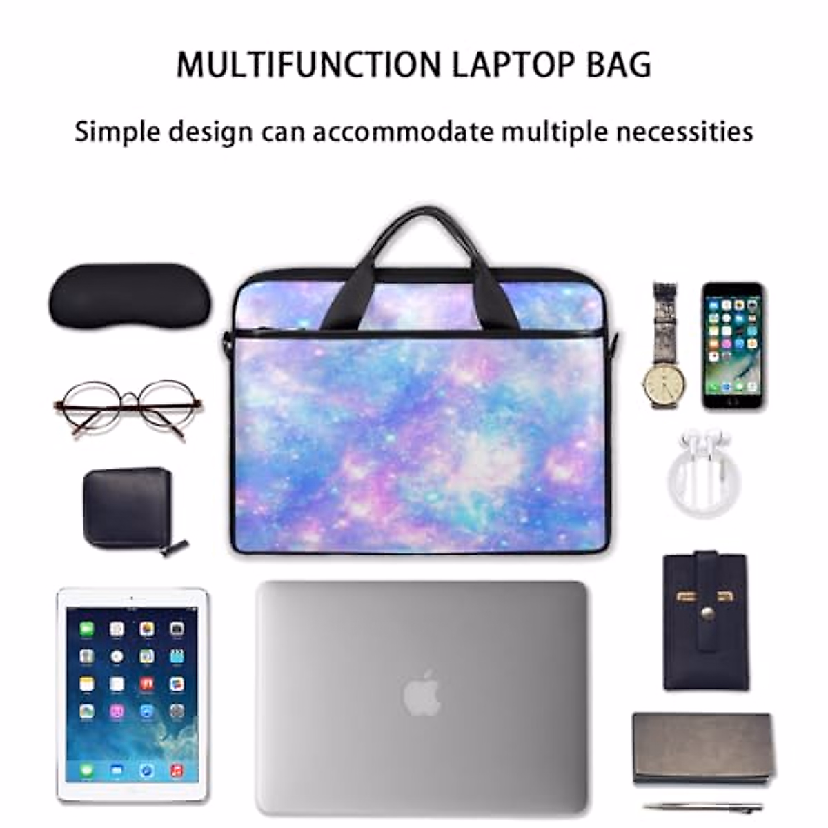 Galaxy Pattern Laptop Computer Bag Waterproof Shoulder Messenger Bag 13-15 inch Durable Laptop Tote Bag with Shoulder Strap Handle Lightweight Crossbody Briefcase