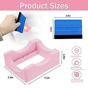 HealthSTEC Crafting Cup Cradle with Silicone Material and Felt Edge Squeegee Ideal for Applying Vinyl Decals on Tumblers Anti-Skid Design(Pink)