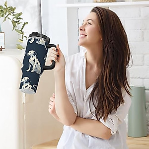 FRCSDIY Cartoon Dogs Insulated Tumbler with Handle and Straw Lid,40oz Leakproof Stainless Steel Cup BPA-Free Water Bottle