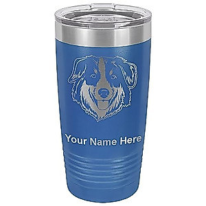 LaserGram 20oz Vacuum Insulated Tumbler Mug, Australian Shepherd, Personalized Engraving Included (Dark Blue)