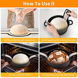 Senbowe 2 PCS Silicone Bread Sling for Dutch Oven, Non-Stick & Easy to Clean Reusable Silicone Bread Baking Mat Sheet Liner with Extra Long Handles, Easy to Transfer Sourdough Bread Baking Supplies