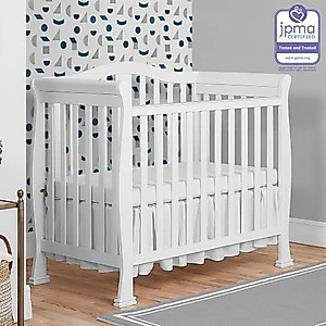 Dream On Me Addison 4-In-1 Convertible Mini Crib In White, Greenguard Gold Certified, Non-Toxic Finishes, Built Of New Zealand Pinewood, Comes With 1” Mattress Pad