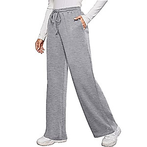 OFEEFAN Grey Sweatpants for Women Drawsting Workout Long Pants with Pockets S