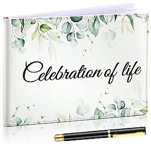Patelai Funeral Guest Book with Pen Memorial Service Celebration of Life Guest Book Sign in Book for Funeral Leather Cardinal Guest Book in Loving Memorial Gift, 112 Pages(Celebration of Life)