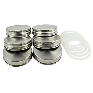Zoie + Chloe Stainless Steel Mason Jar Lids with Silicone Seals (6 Pack + 6 Bonus Replacement Seals) - Regular Size