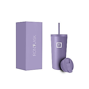 IRON °FLASK Classic Tumbler 2.0-2 Lids (Straw Flip), Vacuum Insulated Stainless Steel Water Bottle, Double Walled, Drinking cup, Thermos Travel Mug - Lavender, 24 Oz