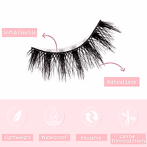 Magnetic Eyeliner with Eyelashes, Lashes Natural Look, Reusable False Eyelashes with 2 Magnetic Eyeliners & Tweezers - Easy to Wear