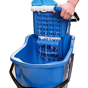 Side Press Wringer Combo Commercial Mop Bucket on Wheels, 33 Quart (Blue)