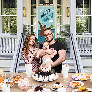 Bigfoot Loch Ness Monster Theme Happy Birthday Party, Baby Shower Party, or Monster Theme Party Photo Booth Props Photography Backdrop Banner Decoration 35.43x72.83in-BECKTEN