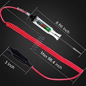 Premium Digital LED Automotive Circuit Tester, DC 2.6V-32V Test Light with Portable PU Extended Spring Wire, Vehicle Circuits Low Voltage Light Tester with Sharp Stainless Probe