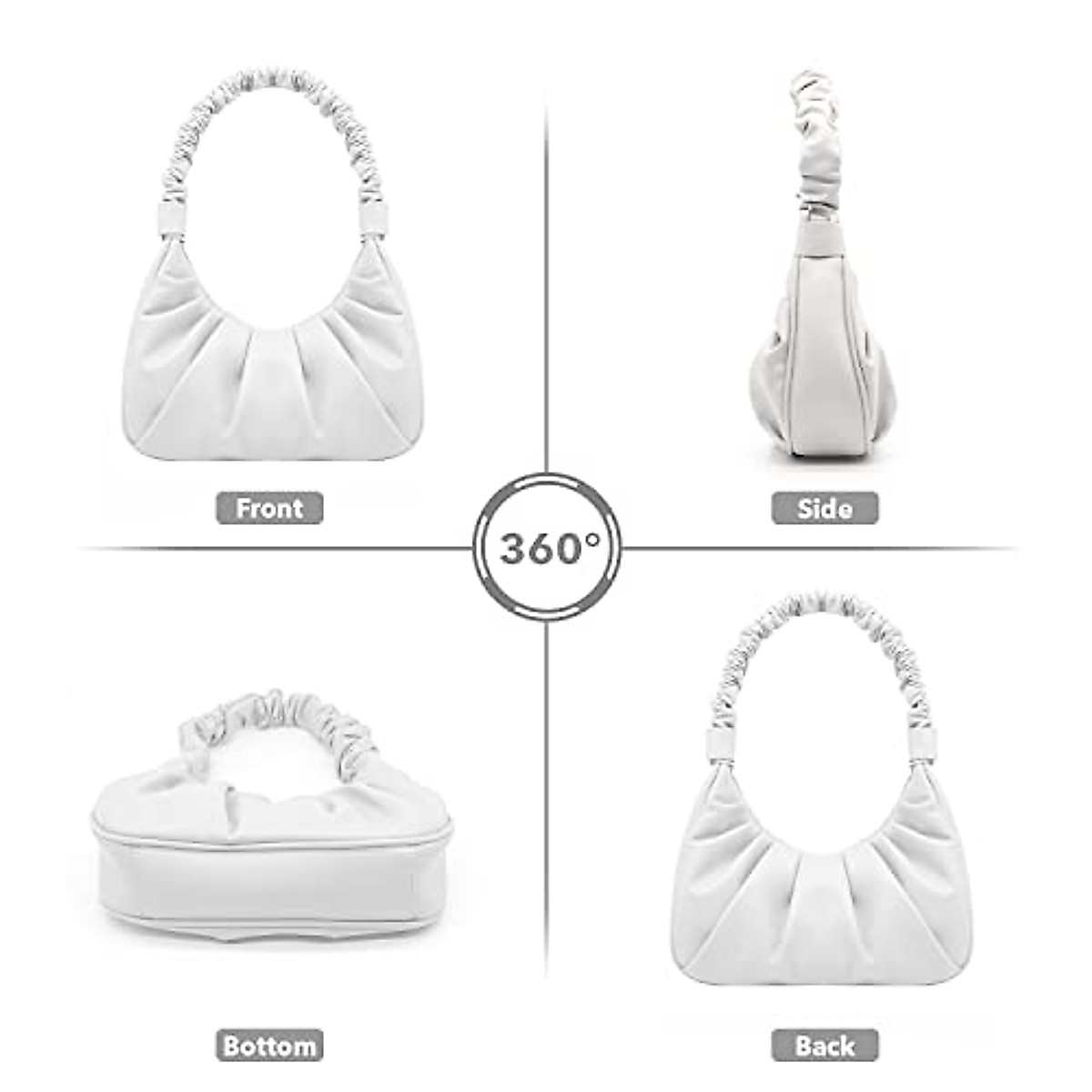 PS PETITE SIMONE Small White Purse Sofii Shoulder Bag Mini Black Clutch Purses for Women Trendy Handbag Beige Purse