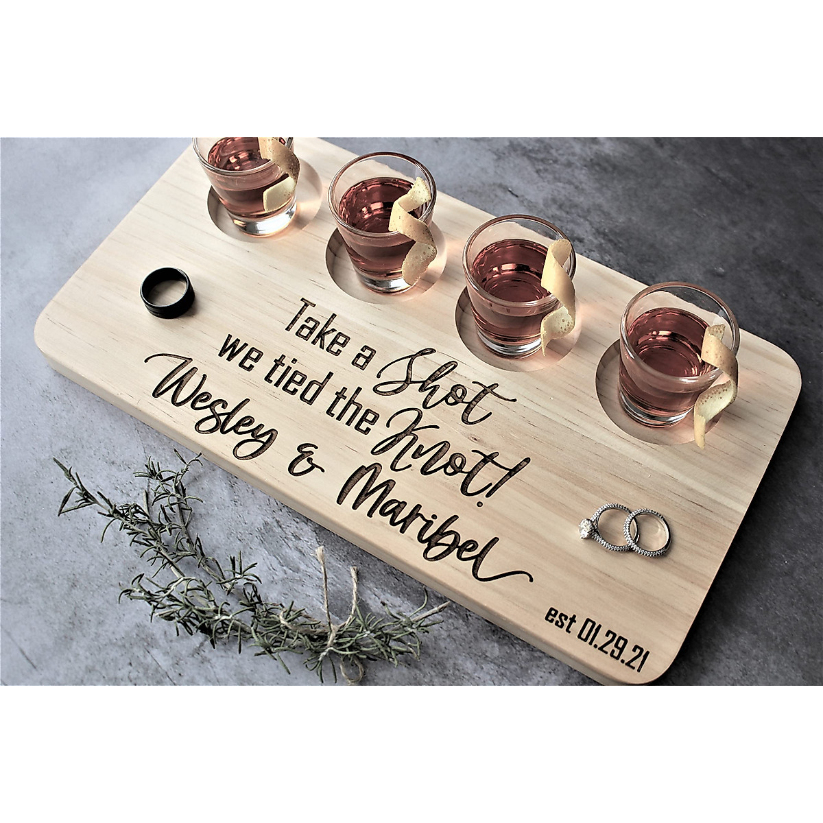 Personalized Wood Flight Board Cutting Charcuterie Engagement Wedding Bridal Shower Birthday Housewarming Fathers Mothers Day Gifts