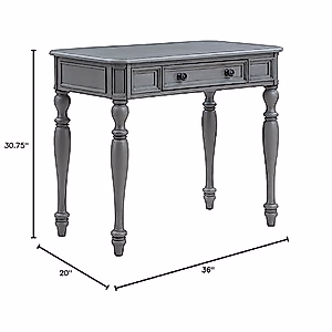OSP Home Furnishings Country Meadows 36 Inch Writing Desk with Drawer, Plantation Grey