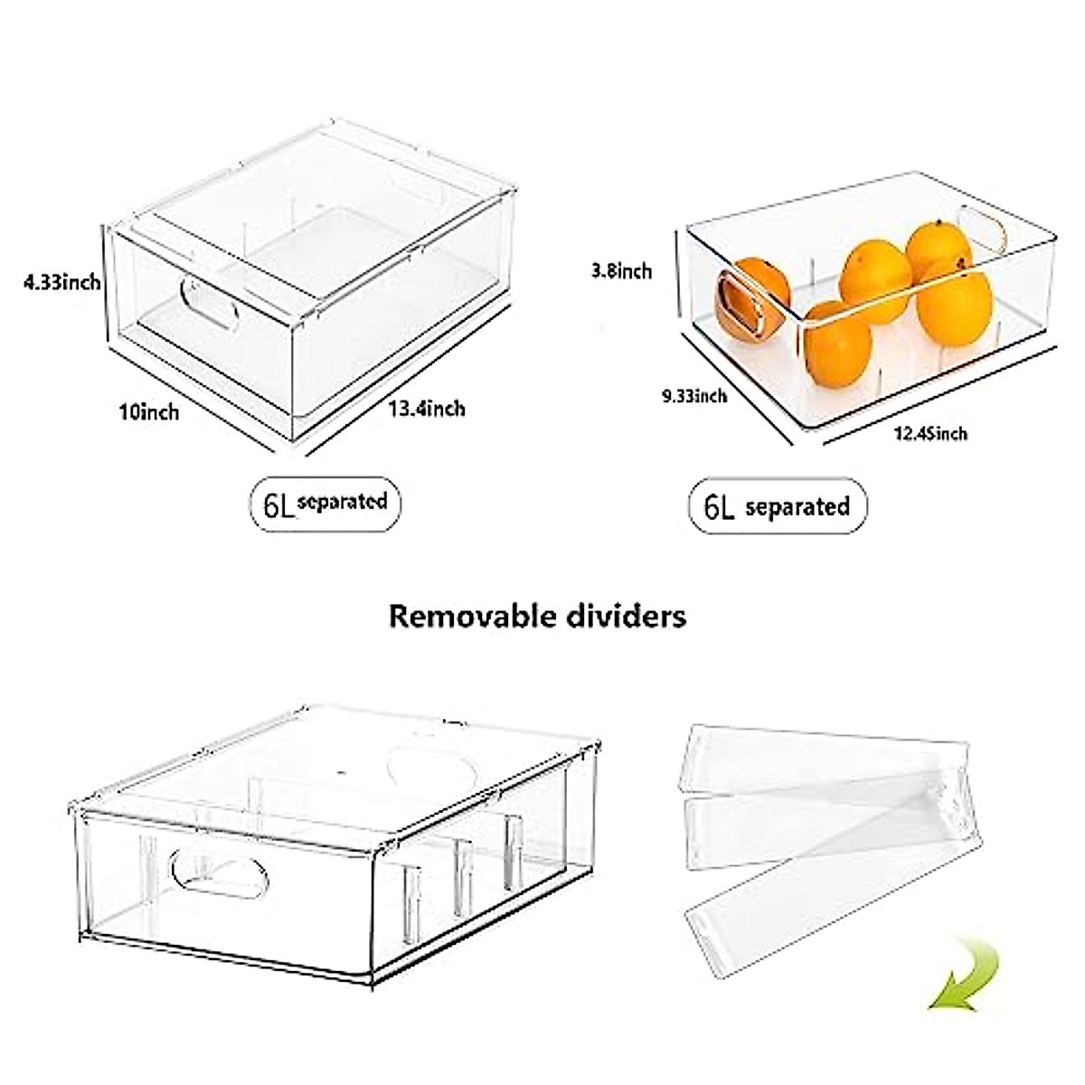 YouLike 1pack Stackable Refrigerator Organizer Bins with Pull-Out Drawer， Fridge Drawers Containers， Refrigerator, Freezer, Vanity & Fridge Organization and Storage