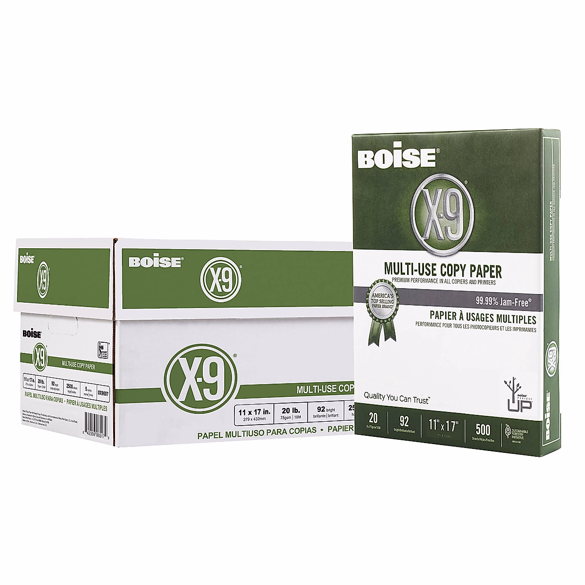 Boise OX-9007 X-9T Multipurpose Paper, 20-lb., 11 x 17, 2,500 Sheets/ream