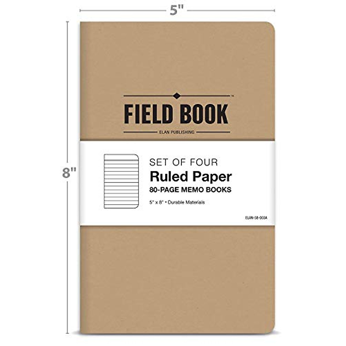 Elan Publishing Company Field Notebook / Journal - 5"x8" - Kraft - Lined Memo Book - Pack of 4
