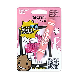 Stylus Crayon - Pink Stylus Pen for Touchscreen Tablets & Smartphones. Coloring App Included!
