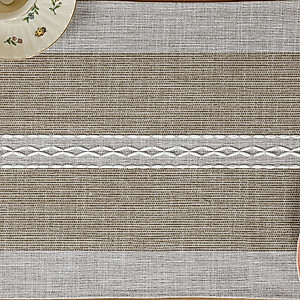 Farmhouse Braided Striped Table Runner Rustic Embroidery Coffee Table Runners for Decorations Weddings Holiday Brown 13x36inch