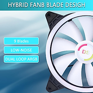 DS 140MM LED Fans with Controller for PC Cases, Addressable RGB Fans for Computer Case, CPU Coolers, Radiators System (3Pack RGB Fans, 2Pack PC LED Strips, 4th GEN Hub Box, A Series)