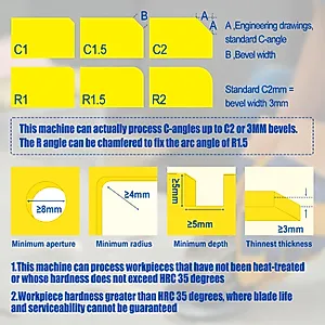 HSOKEW Mini Chamfering Machine, Handheld Air Beveling Machine Pneumatic Tool Air Beveling Edge Beveler for Metal Trimming Arc Corner Deburring Linear Beveling Trimming (Black,6*R+ 6*C blade+4*bearing)