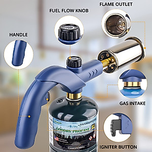 Sondiko Powerful Cooking Propane Torch, Grill Gun Flame Thrower Gun LMT905, Campfire Starter, Charcoal Lighter, Culinary Kitchen Grilling