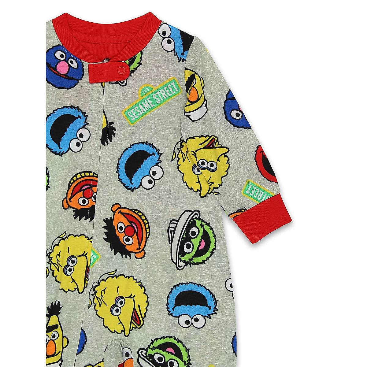 Sesame Street Elmo Cookie Monster Infant Toddler Footless Sleeper Pajamas (2T, Gray)