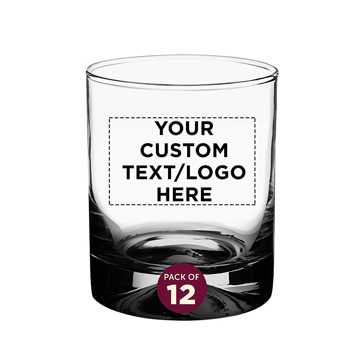 Custom Manhattan Rocks Whiskey Glass 11.5 oz. Set of 12, Personalized Bulk Pack - Perfect for Scotch, Bourbon, Whiskey, Cocktail - Black